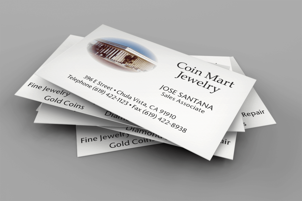 Design & Print Business Cards for Coin Mart Jewelry